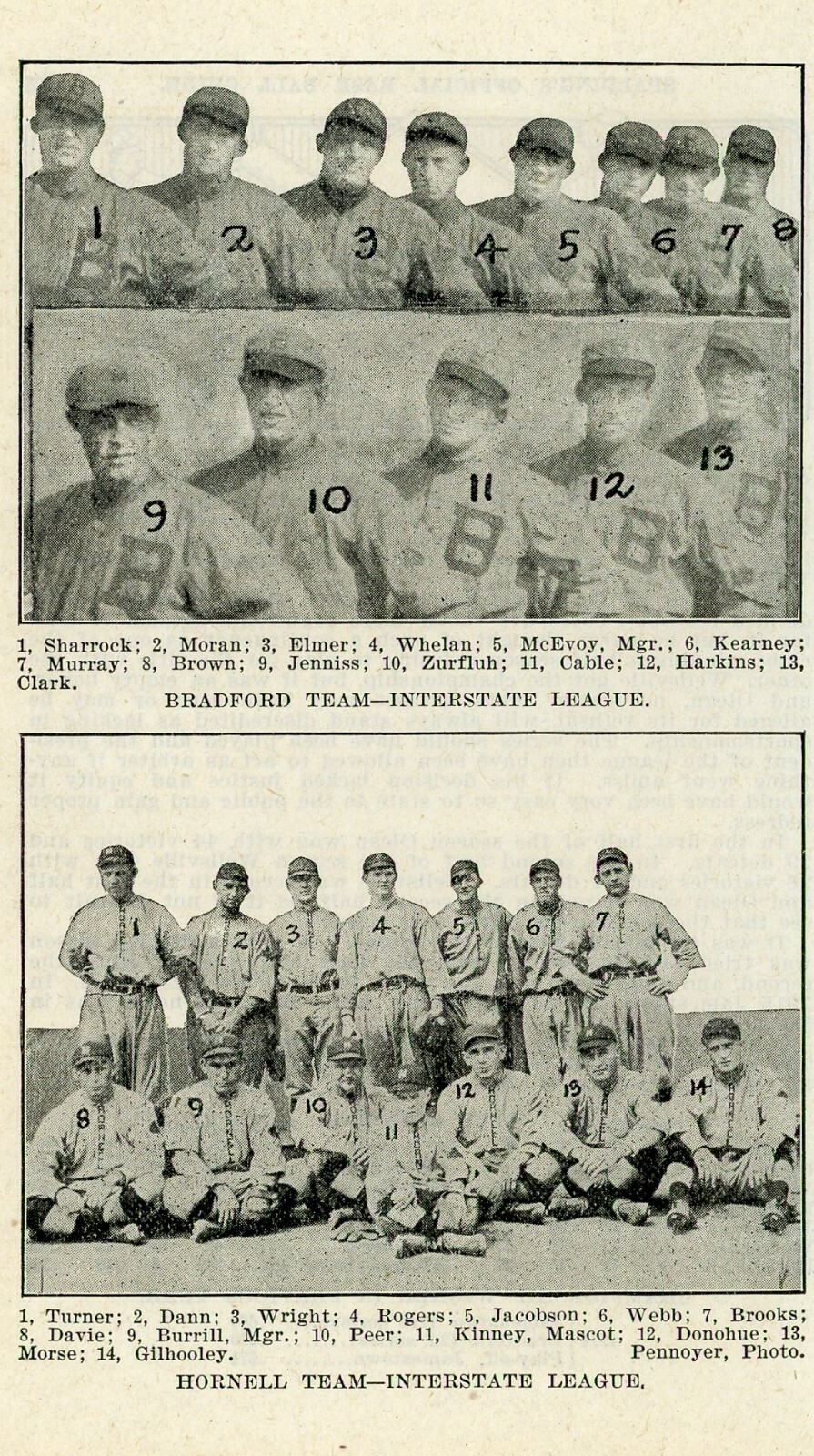 1916 Spalding Baseball Guide Page - 1915 Hornell & Bradford Interstate ...