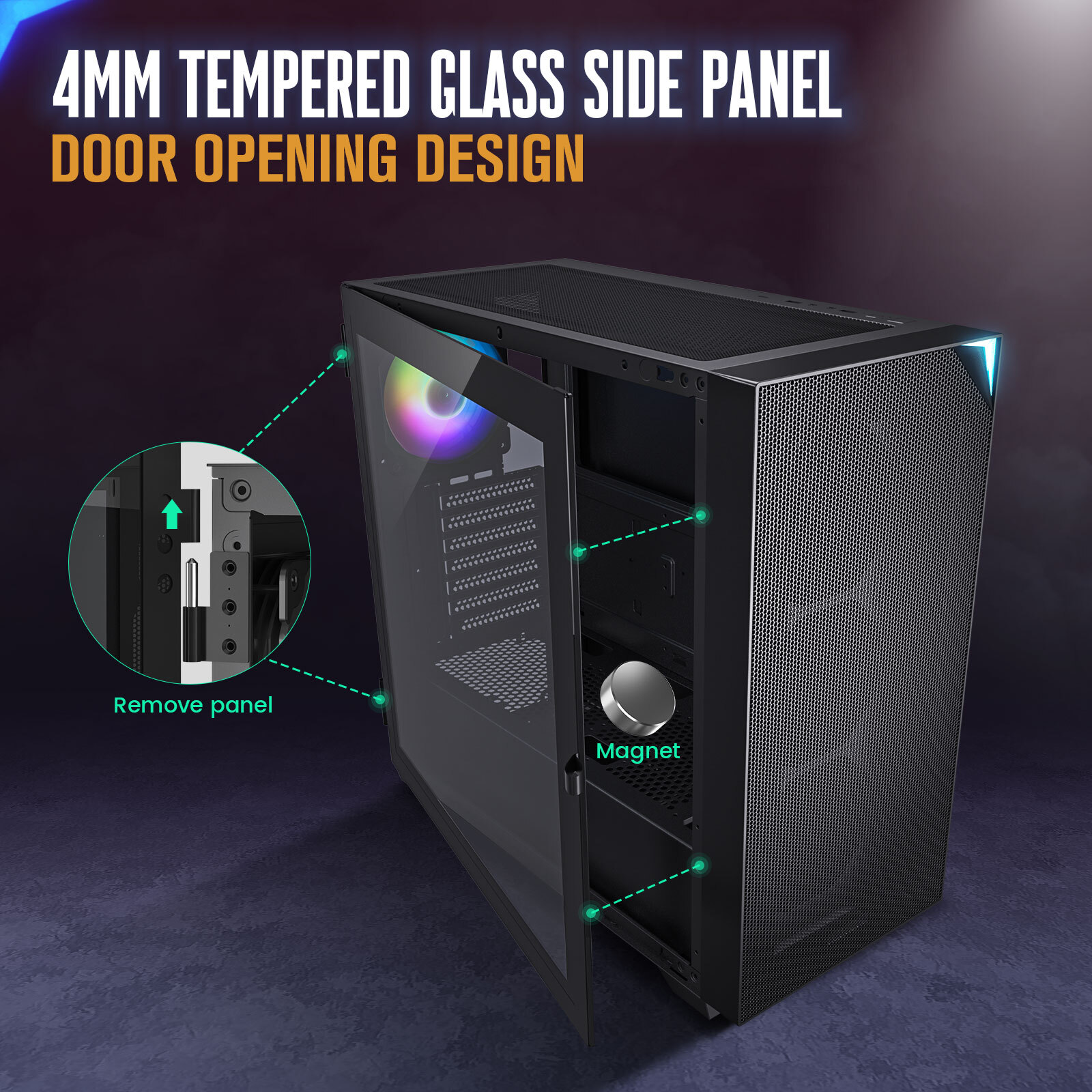 Vetroo AL800 Black Mesh E-ATX Full Tower PC Gaming Case 4mm Tempered ...