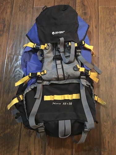 HI-TEC | NOVA | 55+10 | BACKPACK / Blue - Gray - Yellow | eBay