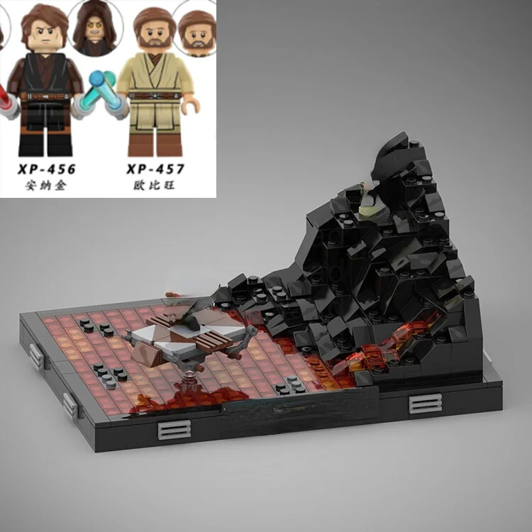 The Duel on Mustafar Star Wars Diorama LEGO MOC Set Custom，High quality ...