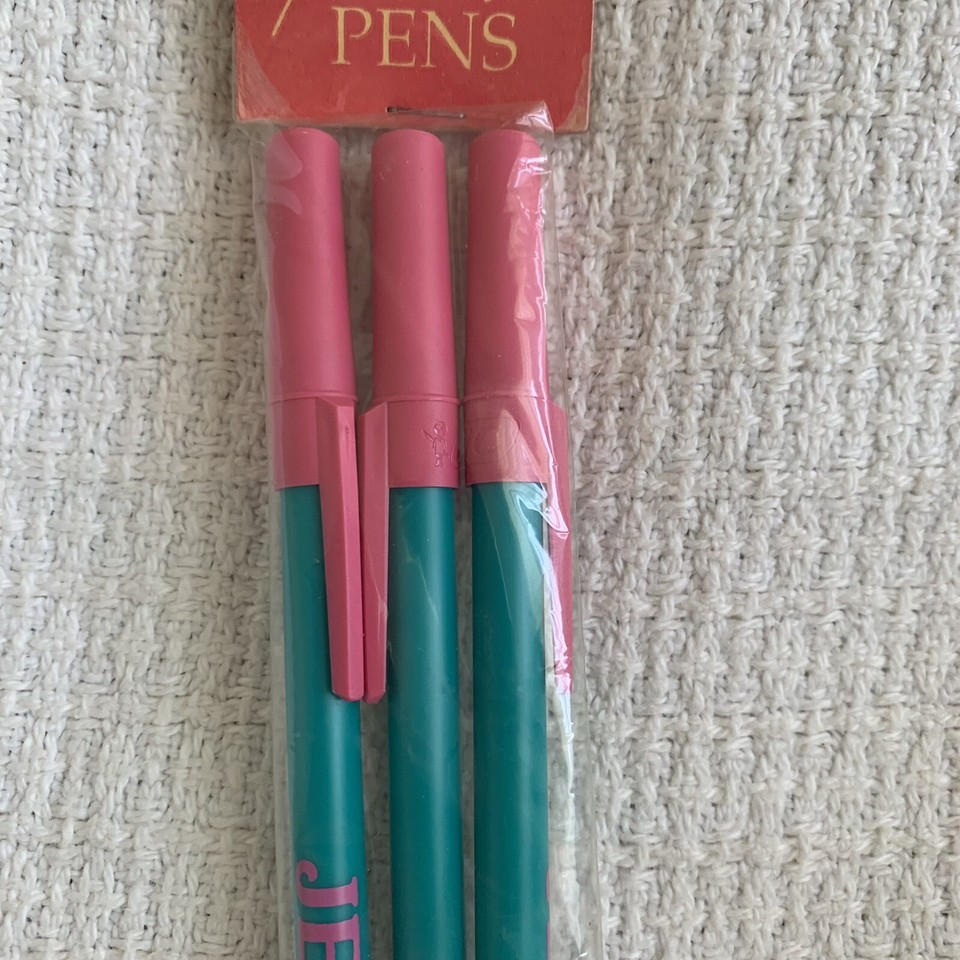 Vintage Bic Pens Personalized Name "Jean" Pink Caps Green 3 Pack NOS ...