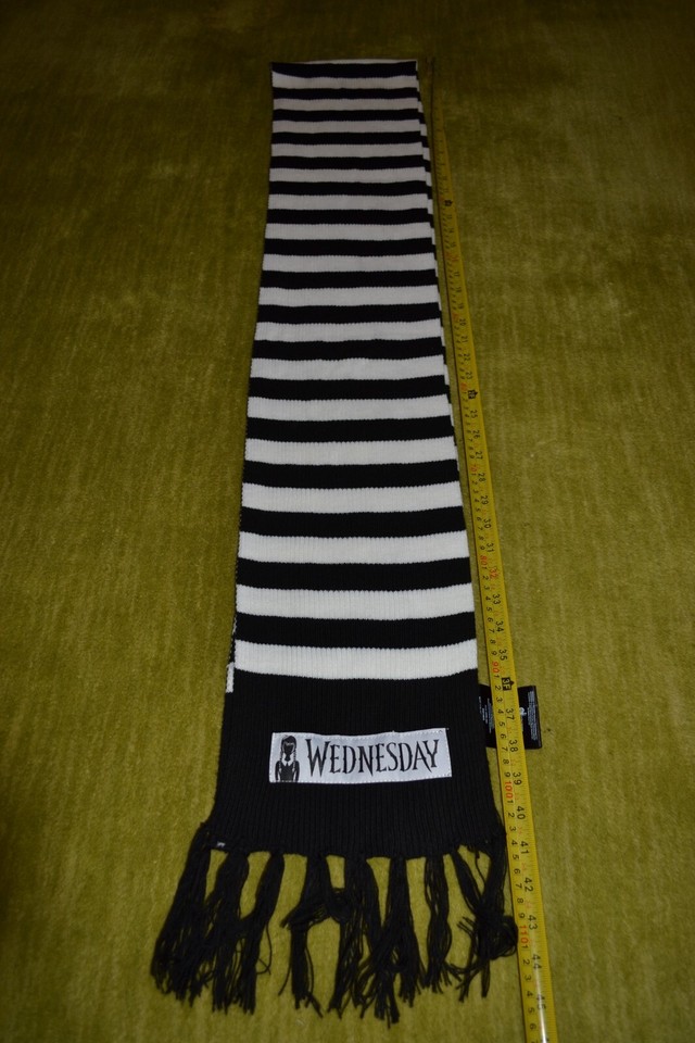 The Addams Family Wednesday Addams Gothic Black Striped Scarf Halloween ...