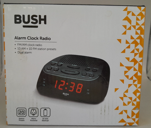 Bush Dual Alarm Clock AM/FM Radio Black New A75 O57 | eBay UK