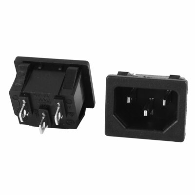 2 Pcs 250V 10A 3 Poles Panel Mount C14 Male AC Power Socket Connector ...