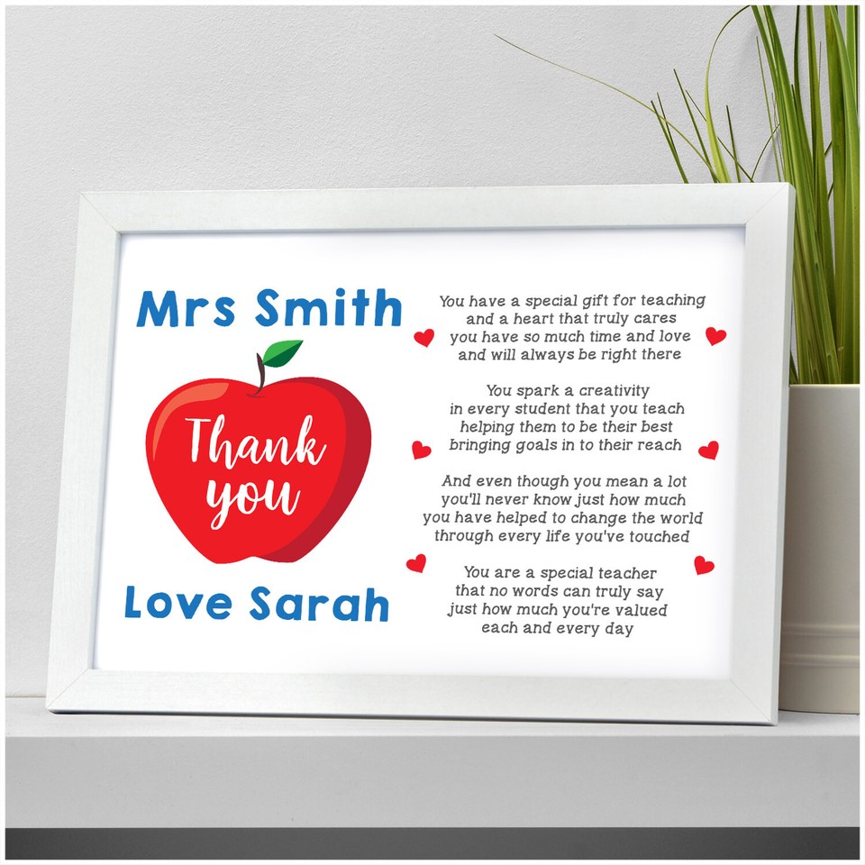 PERSONALISED Teacher Poem Gifts for Teacher Assistant Nursery Pre ...