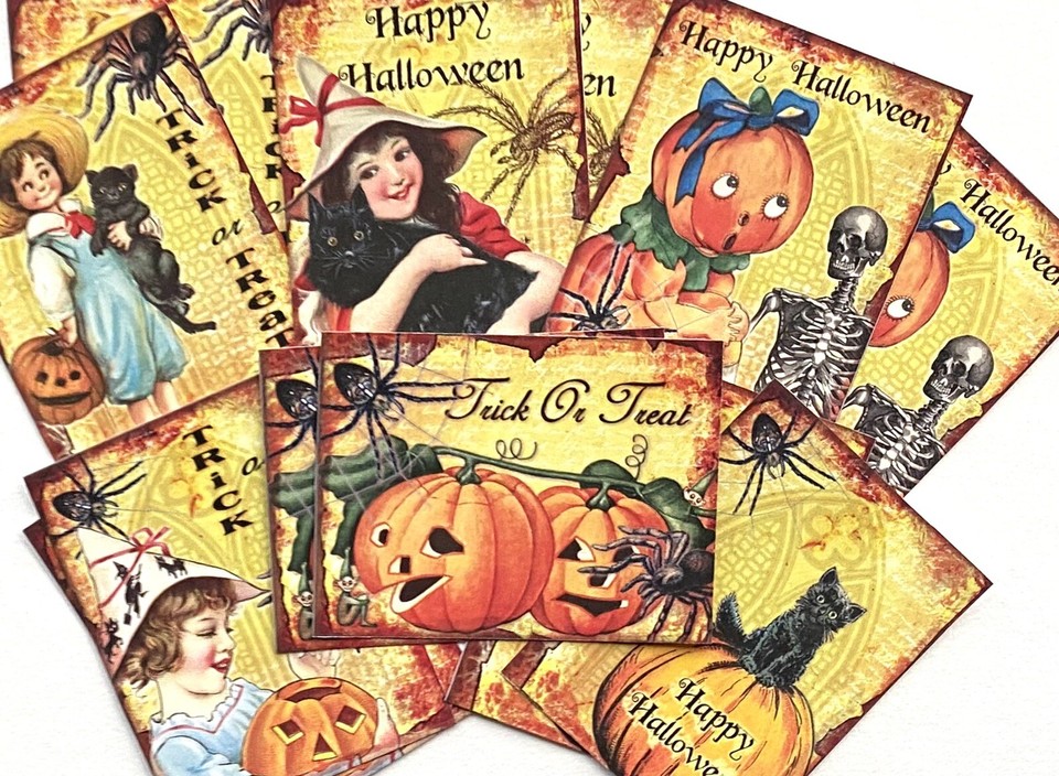 Halloween Cards, Halloween Tags Lot Of 12 Cards, 6 Designs 2 Of Each ...