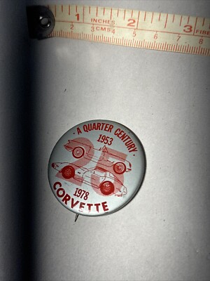 Vintage 1978 Corvette 25 Years Anniversary Lapel Pin Lanyard Tie Tack ...
