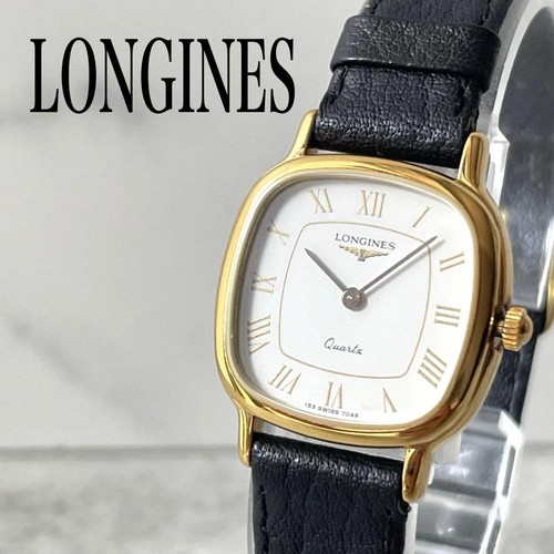 Longines Square Gold Case Quartz Wristwatch with Leather Strap Used | eBay
