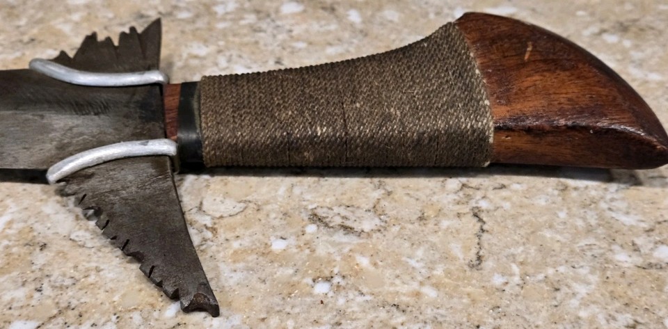 Antique Filipino Kalis Kris Wavy Sword w/ Wood And Copper Scabbord 22in ...