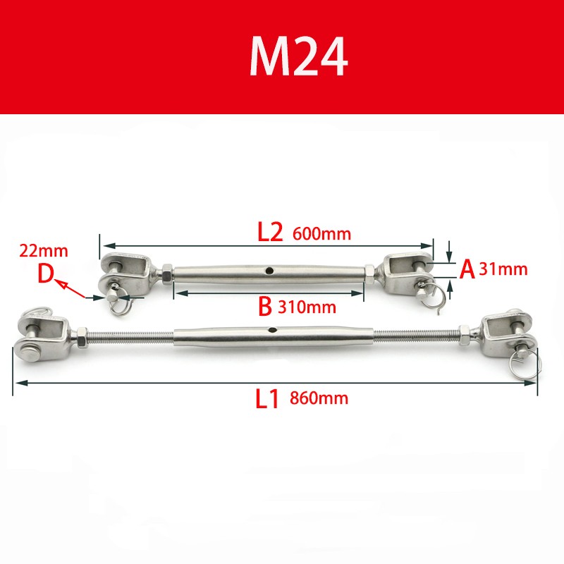 304 Stainless Steel Jaw/Jaw Closed Body Turnbuckle, M5 to M24 ...