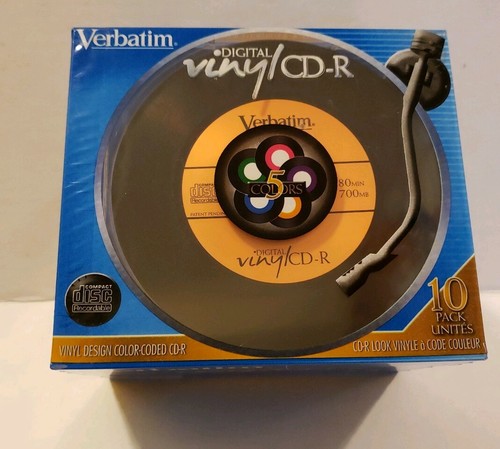 Verbatim CD-R 700MB 80min Digital Vinyl Recordable CD's with Cases 10 ...