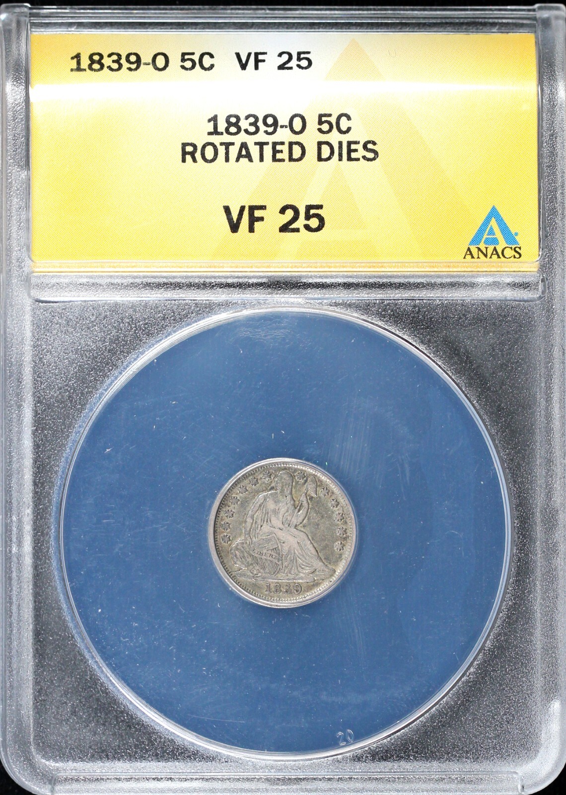 1839-O H10c Rotated Dies Seated Liberty Half Dime ANACS VF 25 | eBay