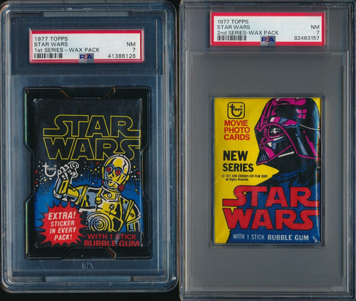 1977 TOPPS STAR WARS COMPLETE WAX PACK PSA 7 NM LOT SERIES 1-5 LUKE ...
