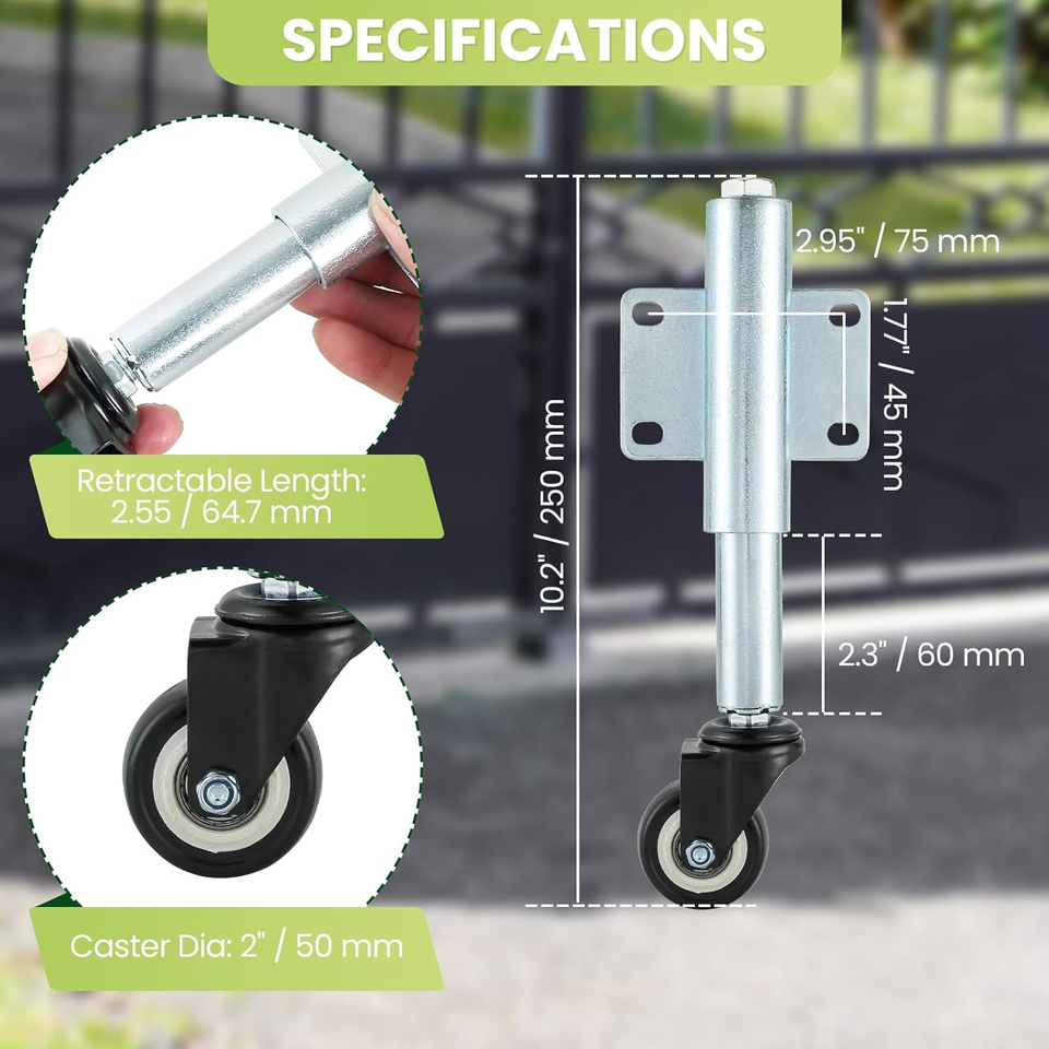 2" Spring Loaded Gate Caster, 2 PCS 2-1/2" Heavy Duty Farm Gate Wheels ...