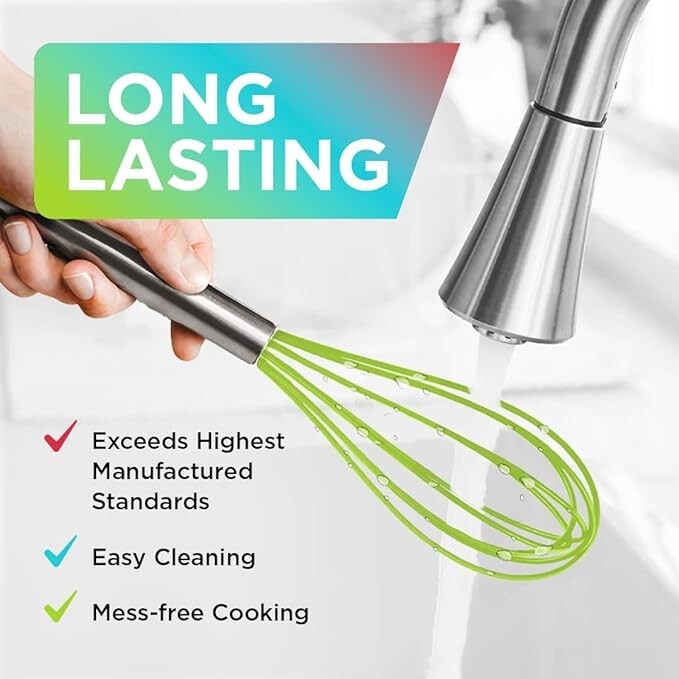 Silicone Whisk Set of 3 Multi Non-Scratch Non-Stick Kitchen Utensils 3 ...