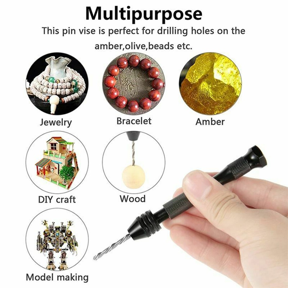 57pcs Alloy Steel Hand Drill Bit Set Precision Pin Vise Mini Micro Hand ...