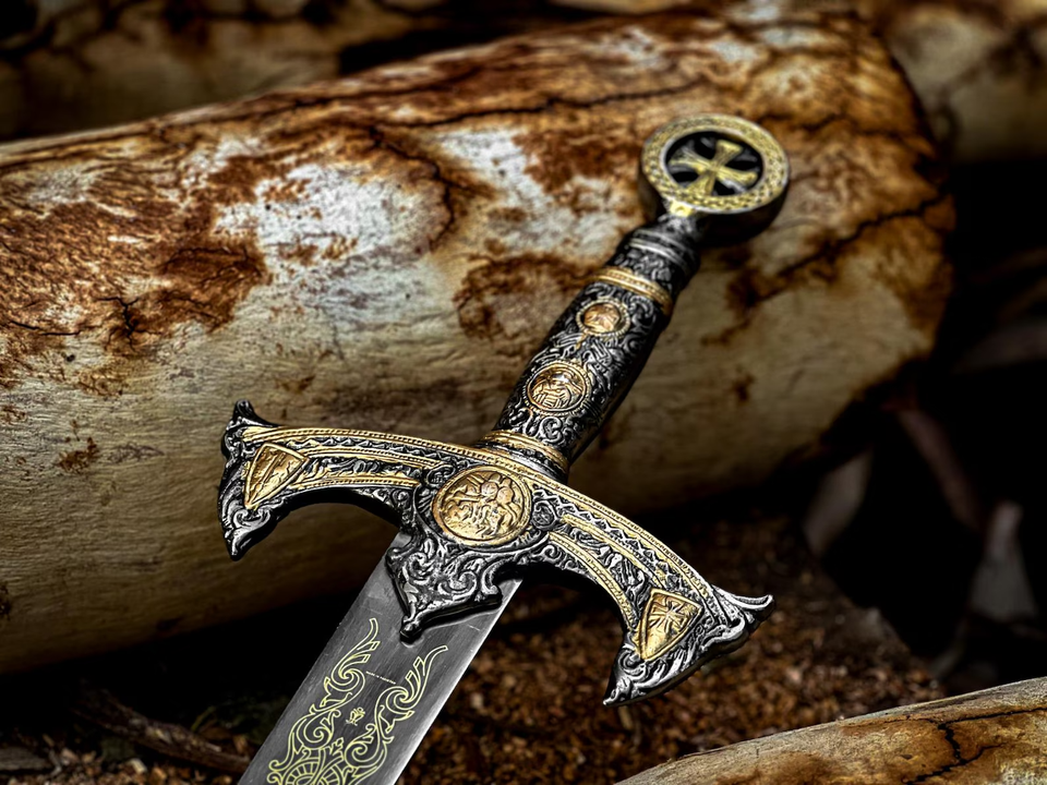 Custom Handmade Damascus Steel Templar Knight Sword Handmade Medieval ...