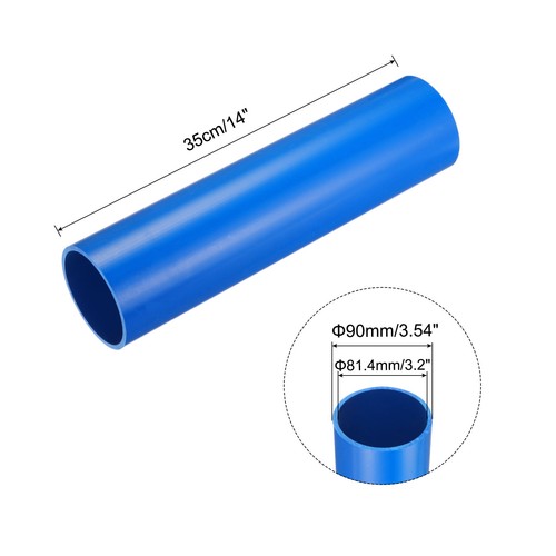 PVC Rigid Round Pipe 81.4mm ID 90mm OD 350mm Blue High Impact | eBay