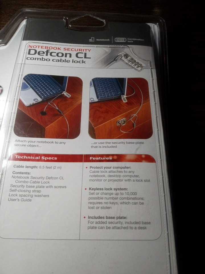 Targus Defcon CL Combo Cable Lock Notebook Laptop Security 6.5 Feet New ...