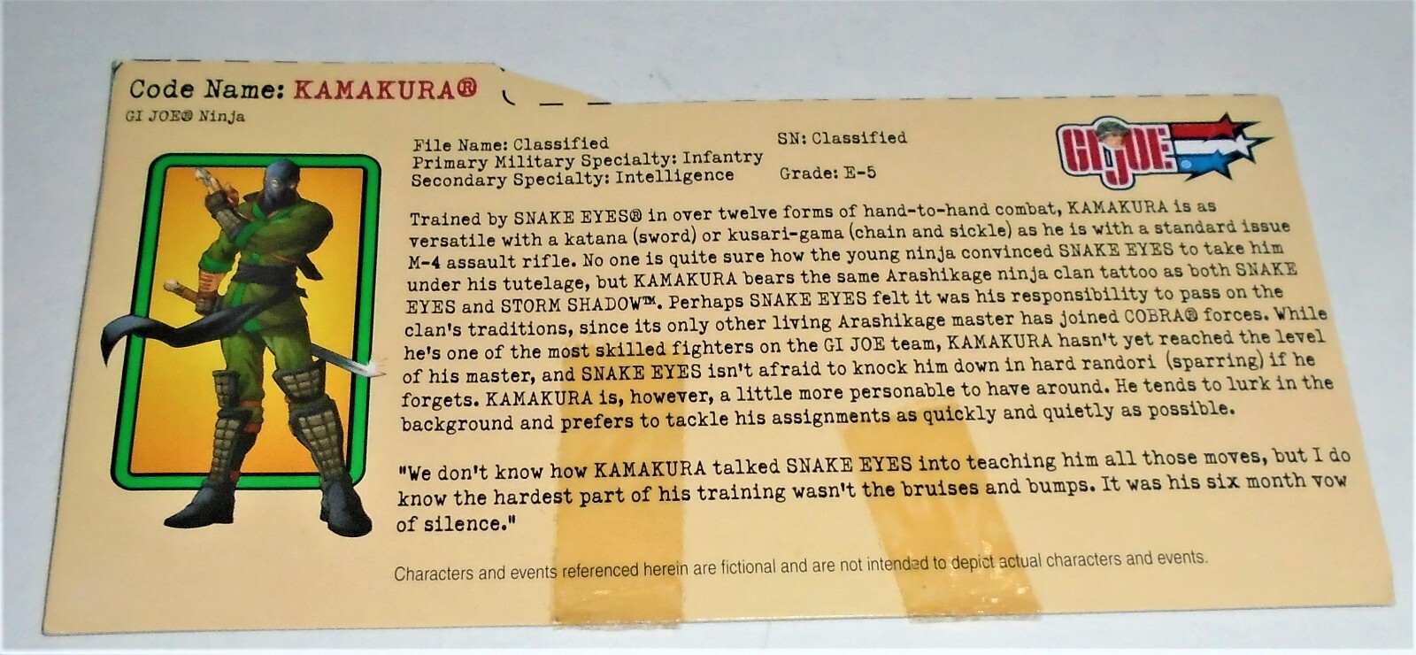 G I JOE File I.D. Card Filecard 2003 Kamakura V1 | eBay