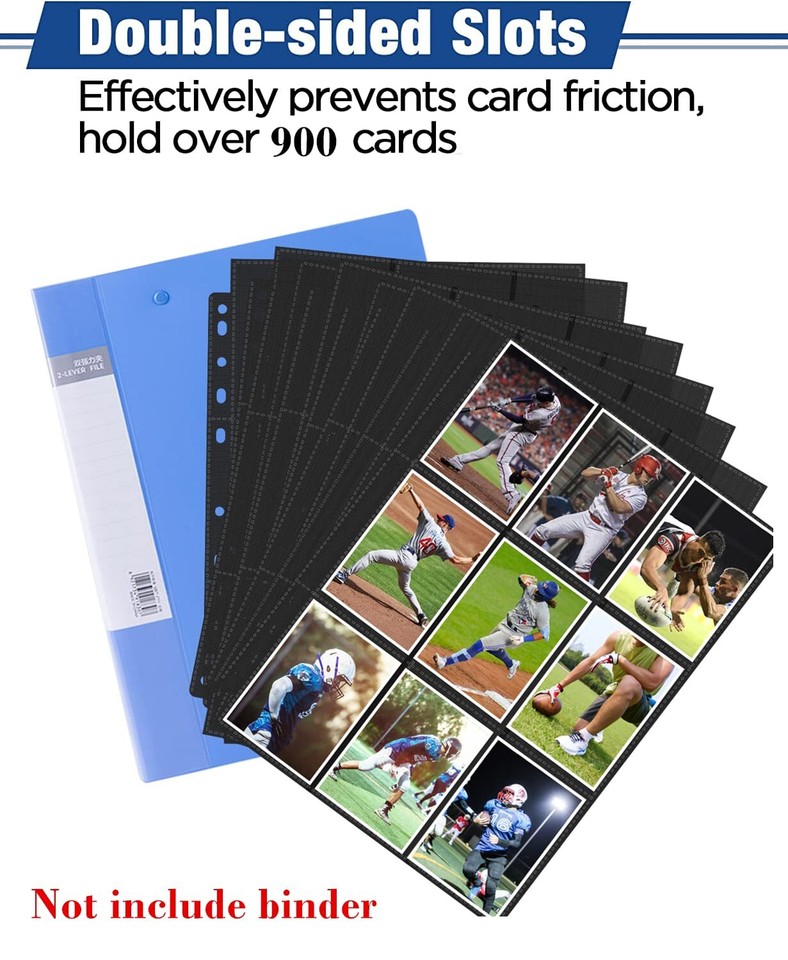 25 Pack 9 Pocket Page Trading Card Sleeves Pages Baseball for 3 Ring ...