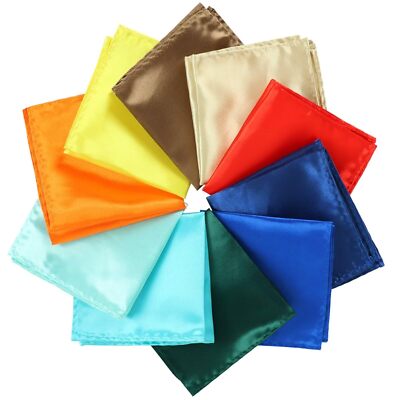 Men's Pocket Square Sets Satin Silk Handkerchief Bulk for Suit Tux ...