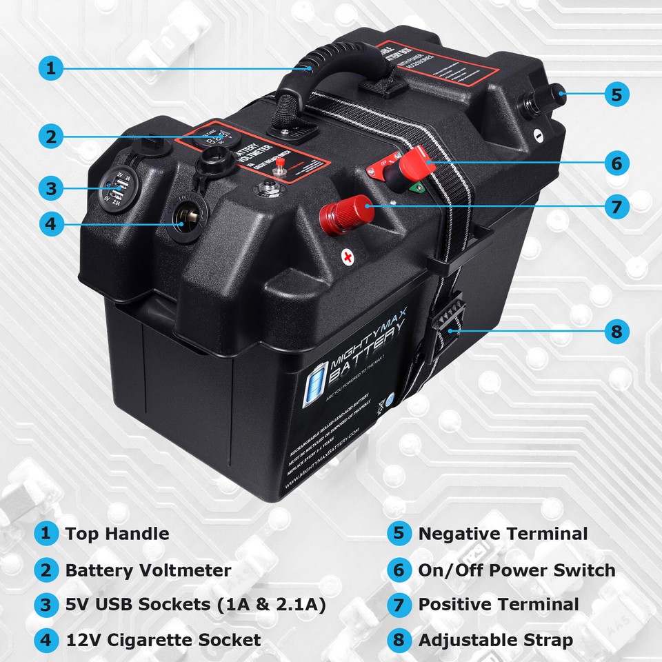 Mighty Max Group 24 Smart Battery Box 12V Power center for Marine ...