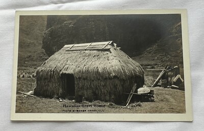 Ray Jerome Baker Black and White Photo Postcard - Hawaiian Grass House ...