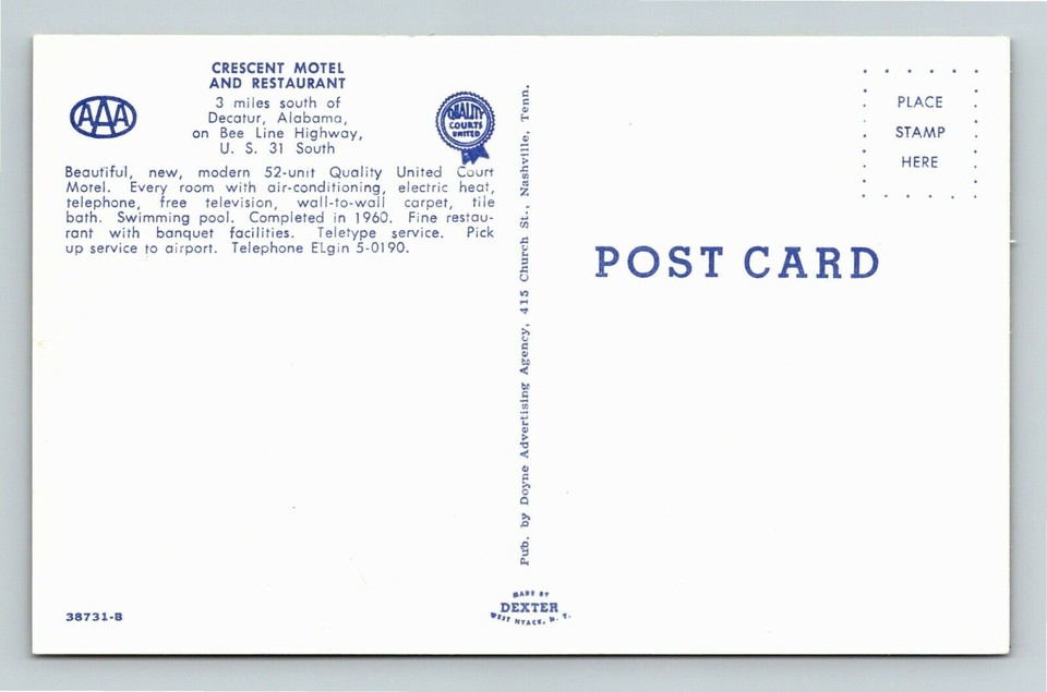 Decatur AL-Alabama Crescent Motel And Restaurant Aerial View Vintage ...