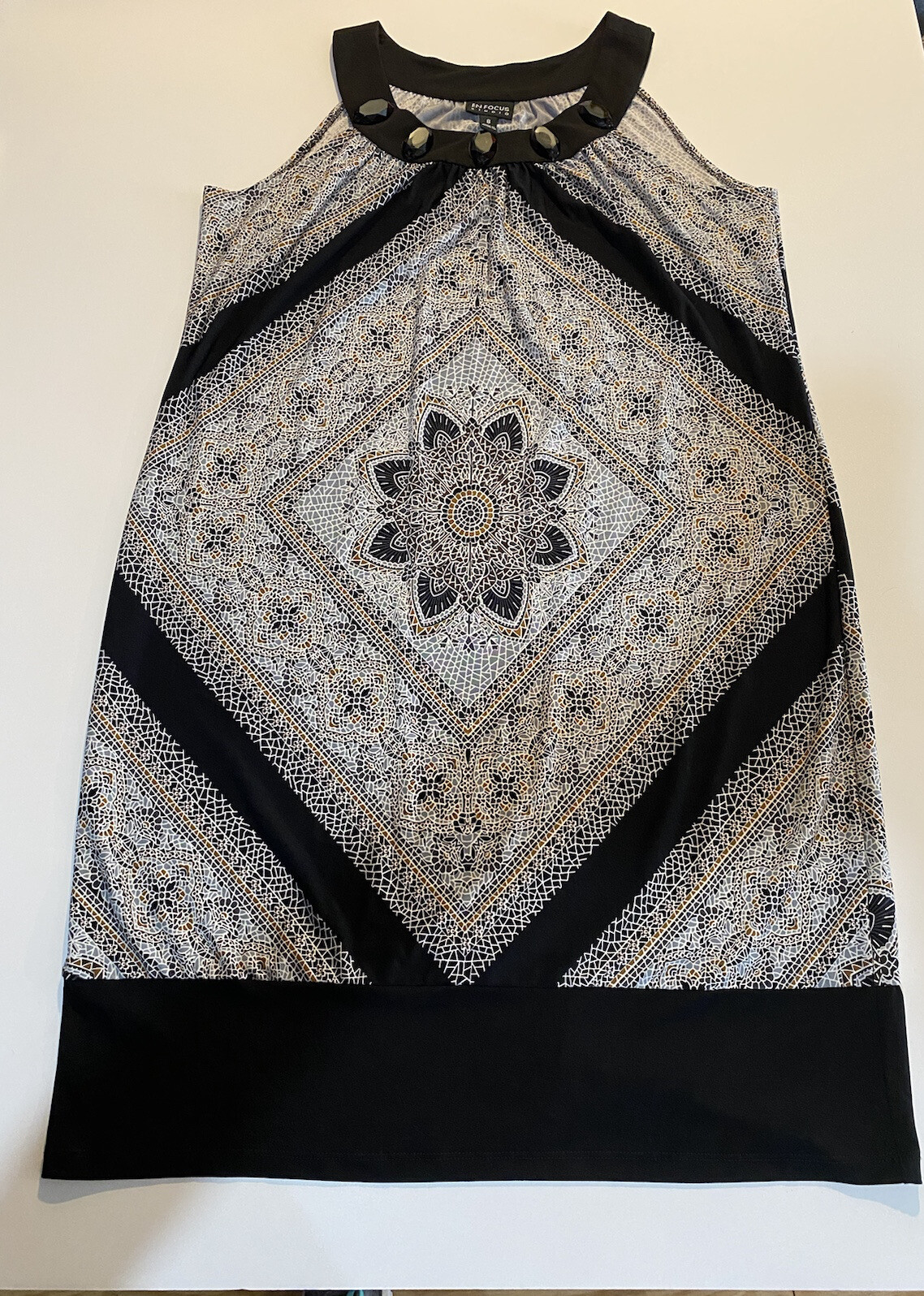 En Focus Studio Dress Womans 8 Y2k Sheath Black Medal… - Gem