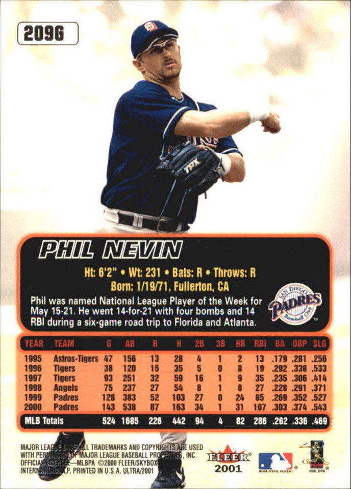 2001 Ultra Gold Medallion #209 Phil Nevin - NM-MT | eBay