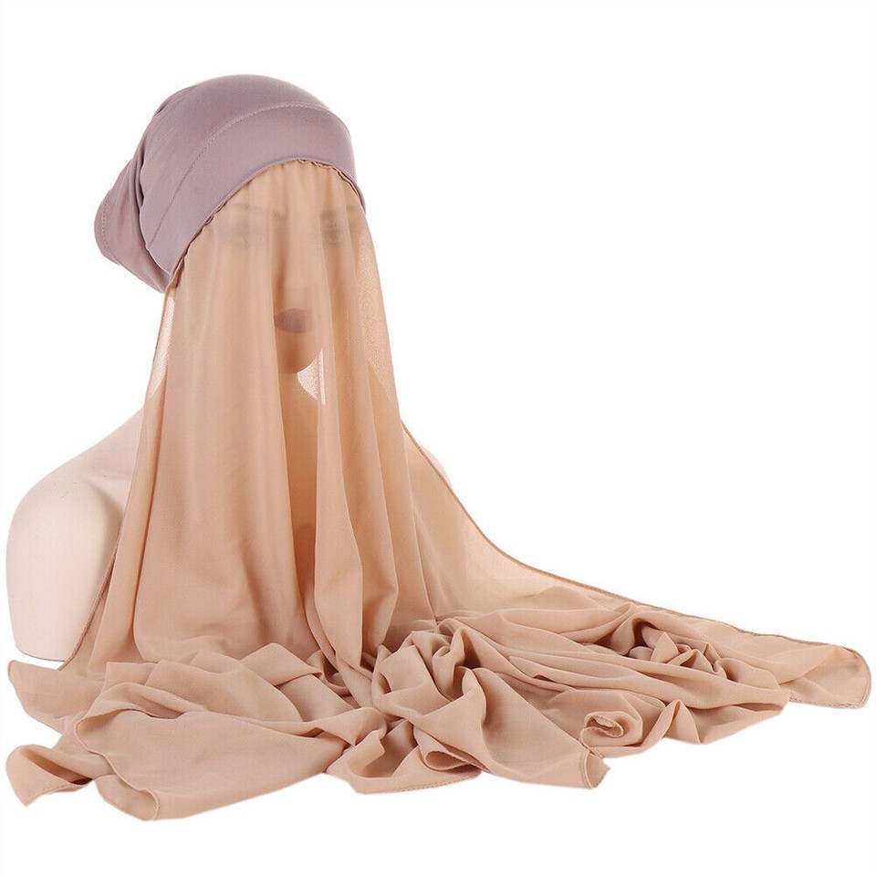 Pull On Women Hijab Wrap Shawl Instant Muslim Turban Amira Scarf Stole ...