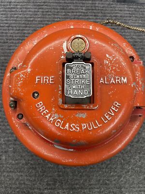 Vintage Rare Coded Fire Alarm Pull Station Red Round Break Glass Pull ...