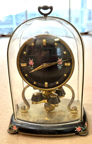 ANTIQUE SCHATZ ROSE ANNIVERSARY TABLE CLOCK MANTLE 2 JEWELS UNADJUSTED ...