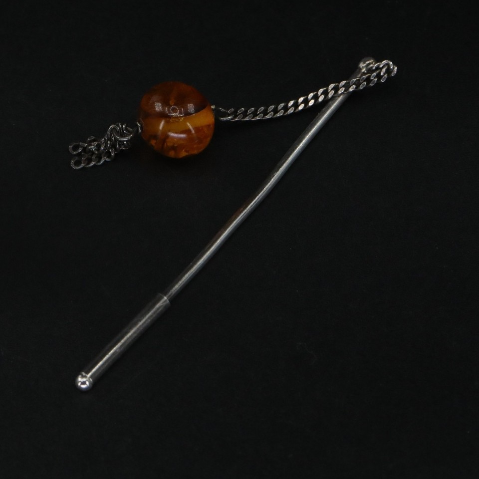 VTG Sterling Silver - POLAND Baltic Amber Hat Stick Pin - 2g | eBay