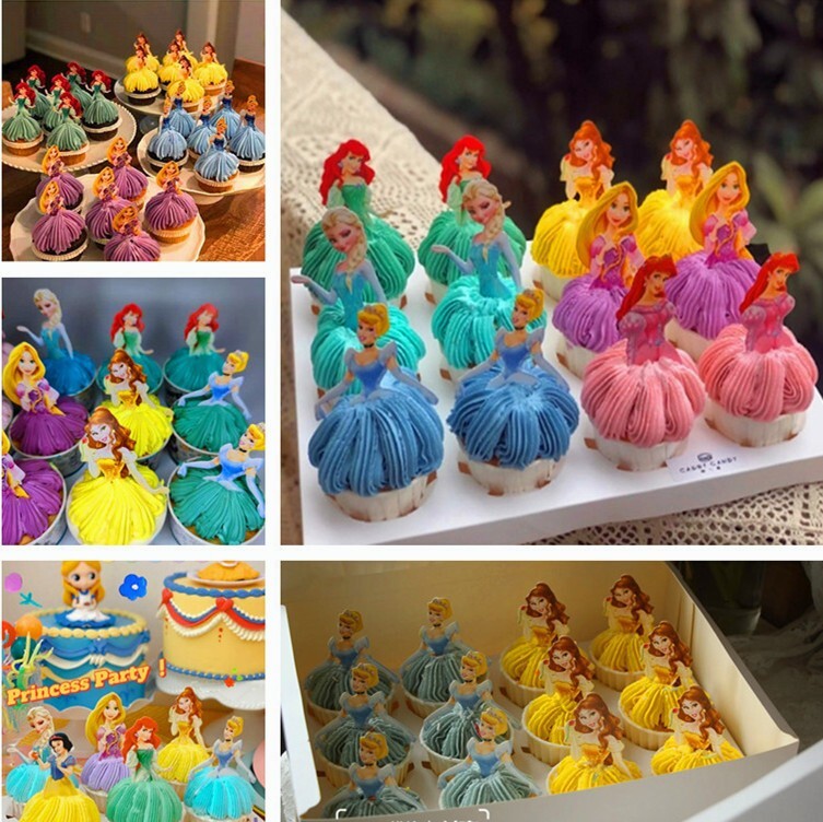 7PCS Disney Princess Paper Cupcake Topper Cake Decoration Princess ...