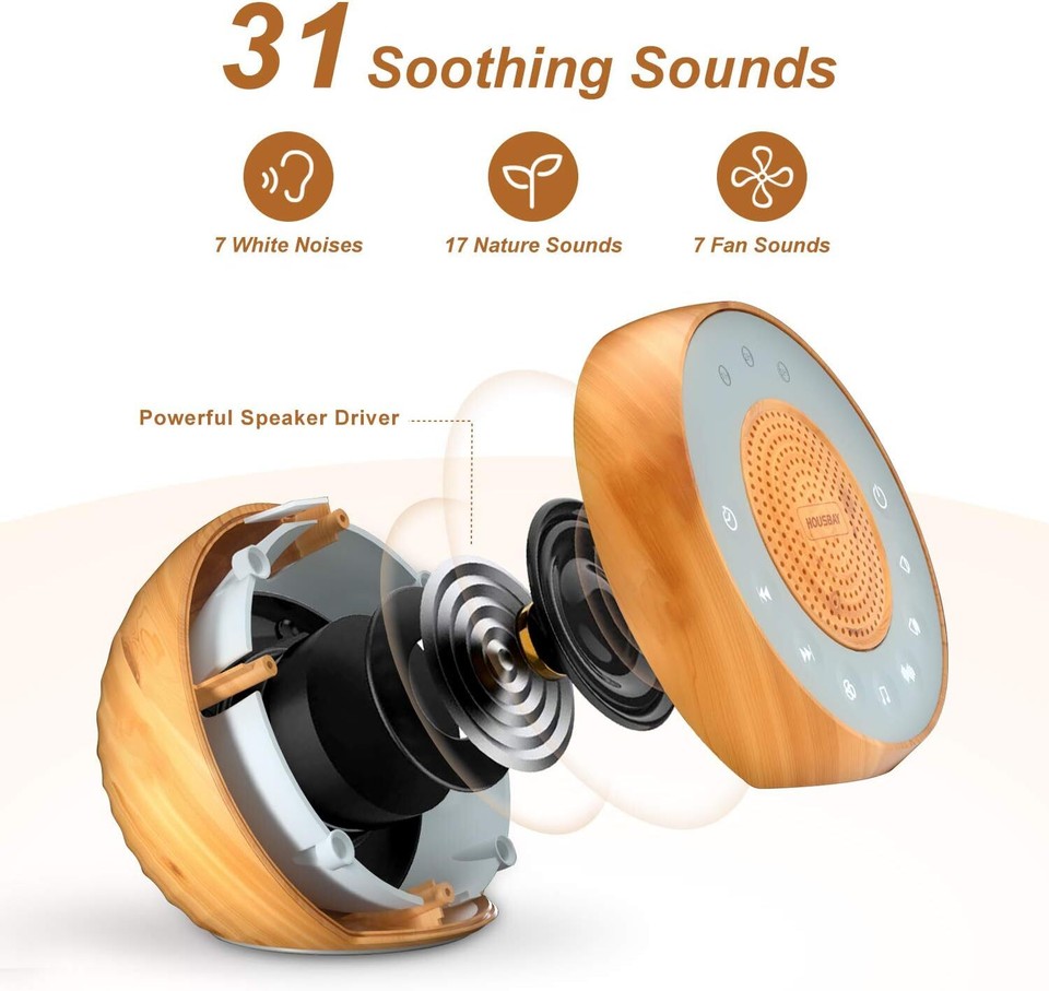 White Noise Machine, 31 Soothing Sounds Sleep Sound Machine for Baby ...