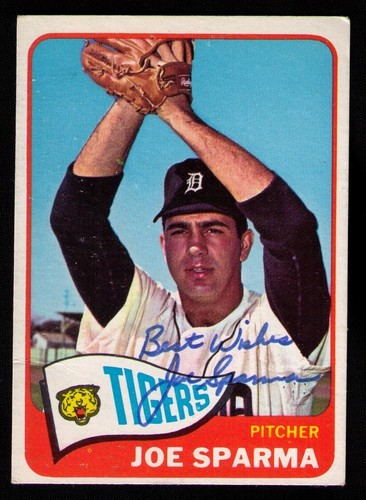 1965 Topps #587 Joe Sparma AUTOGRAPHED SIGNED 1968 Detroit Tigers NICE ...