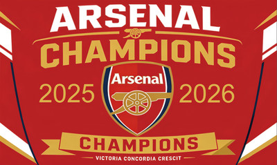ARSENAL LEAGUE CHAMPIONS 2025 2026 FOOTBALL FLAG 5x3 F00T FREE UK ...