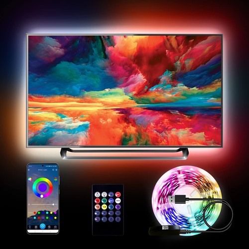 dalattin 15ft Led Lights for TV 50-65 Inch, USB RGB LED Strip Lights TV ...