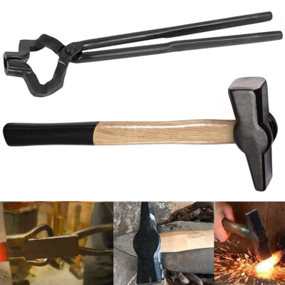 Blacksmith Forging Tools Z V-Bit Tongs 16 inch & Hammer for Anvil Knife ...