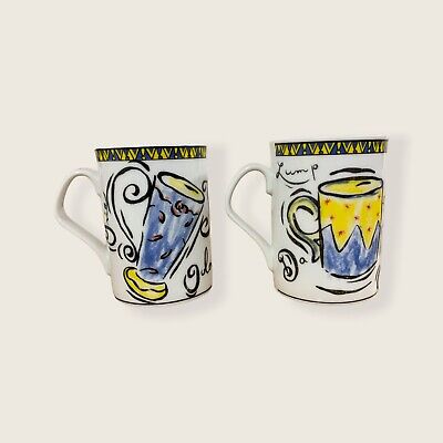 Gallery by Inhesion Coffee Tea Mug Blue Yellow Red Cups Design Set of 2 ...