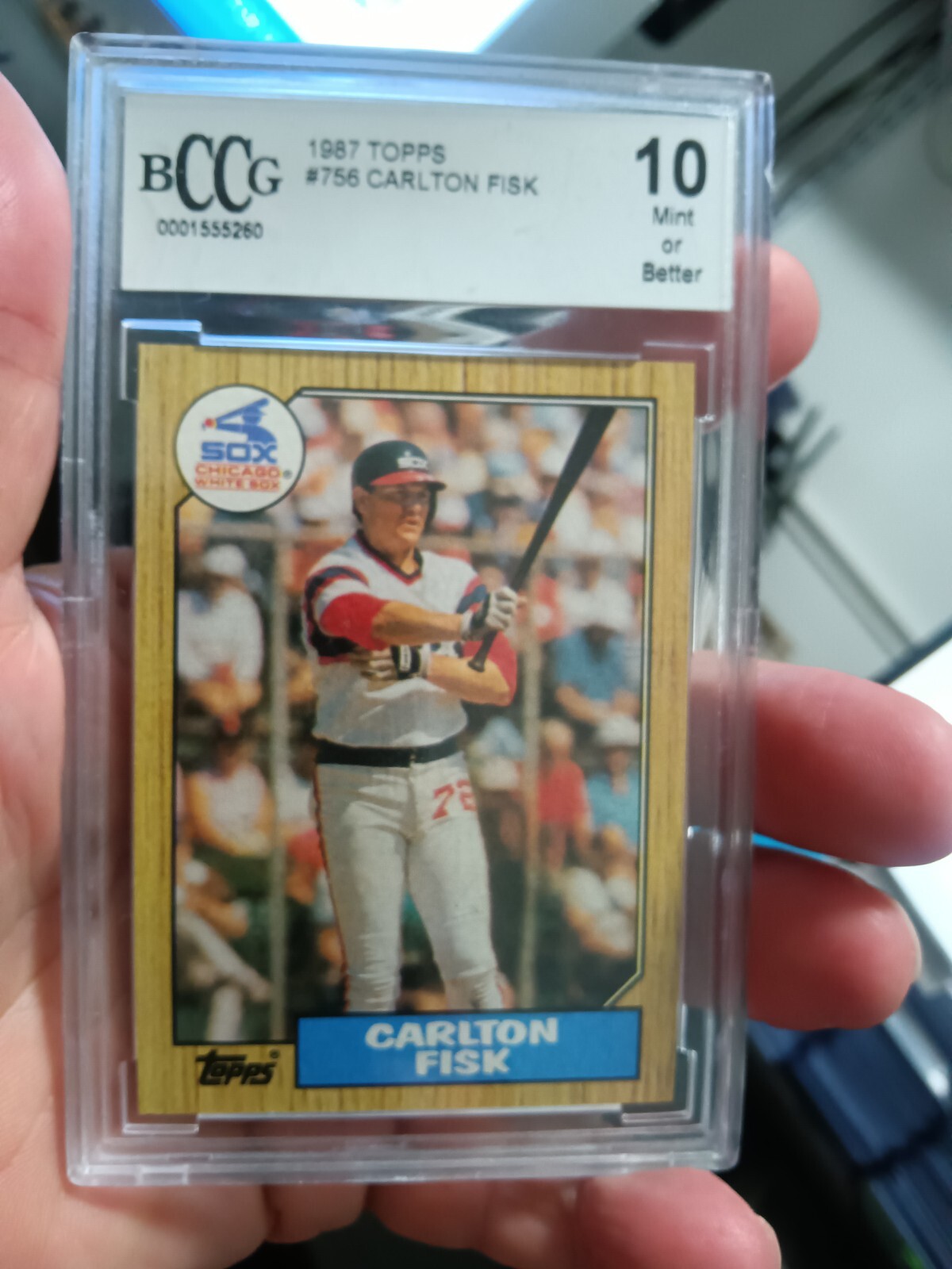 TOPPS 1987 #756 CARLTON FISK AUTHENTIC BCCG TOP RATER 10 MINT OR BETTER ...
