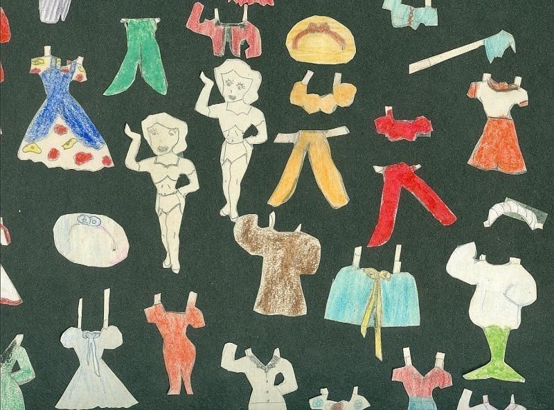 2 - 2" Paper Dolls with Over 50 Crayon Costumes | eBay