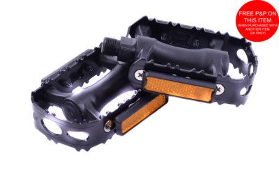 VP BIKE PEDALS BLACK SATIN METAL CAGE WITH RESIN BODY IDEAL MTB, SPORTS ...