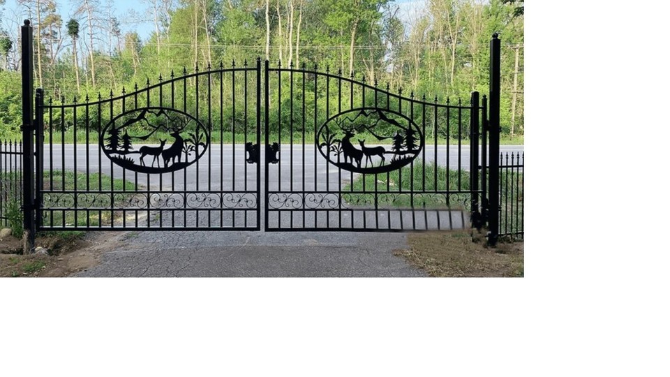 Greatbear 20ft. Bi-Parting Dual Swing Wrought Iron Gate fence, Stag ...
