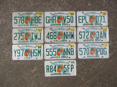 Bulk Lot of 10 Florida License Plate Plates Double Orange GA - Lot ...