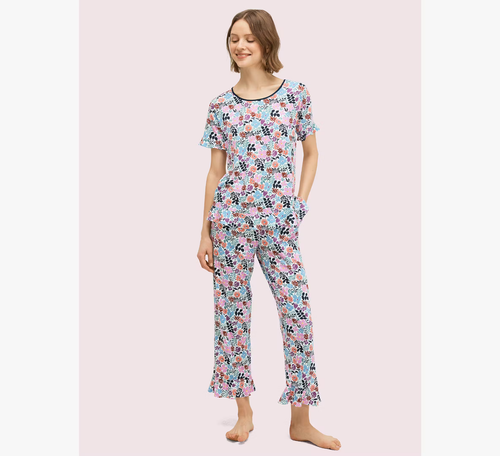New KATE SPADE Fern Flora Two Piece Long Pajamas Set Sz M | eBay