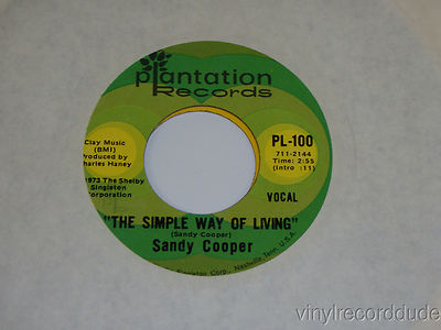 SANDY COOPER Sweetheart / The Simple Way Of Living 45 Plantation PL-100 ...