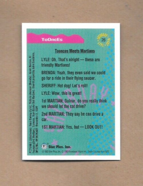 1992 Star Pics Saturday Night Live Toonces the Driving Cat Card #26 NM ...